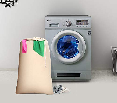 Heavy Duty Laundry Bag,Canvas Laundry Bags,Cotton Laundry Bag with Drawstrings, Easy to Carry,Washable Laundry Bag,Santa Bag,Laundry Hamper Bags 24x36 inch -Natural (Set Of 4 Pieces)