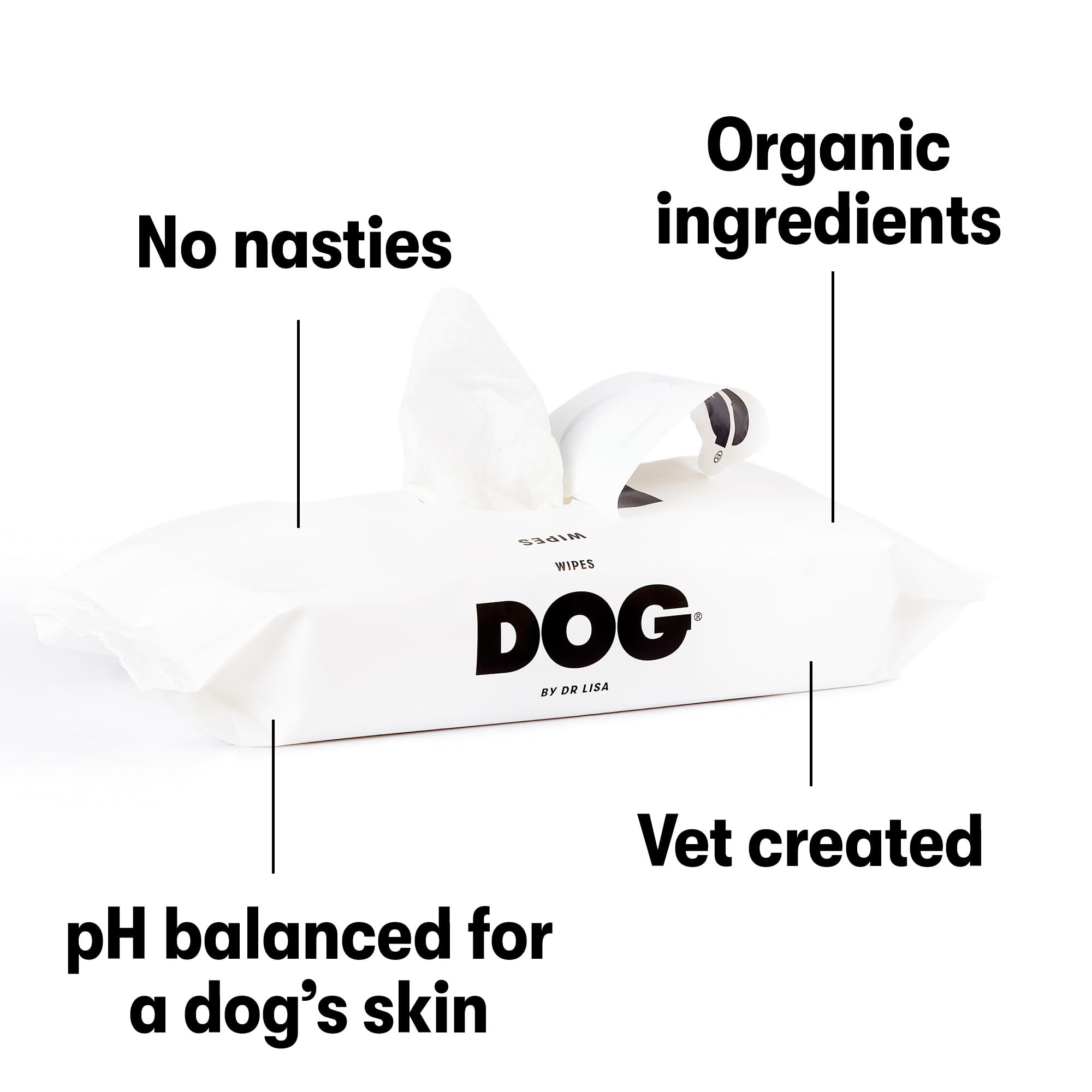 DOG by Dr. Lisa - Dog Wipes - Plant-Based, Natural Bathing Wipes for Dogs - Made from 100% Compostable Bamboo - Vet-Created - Vegan, Non-Toxic - 80 Count