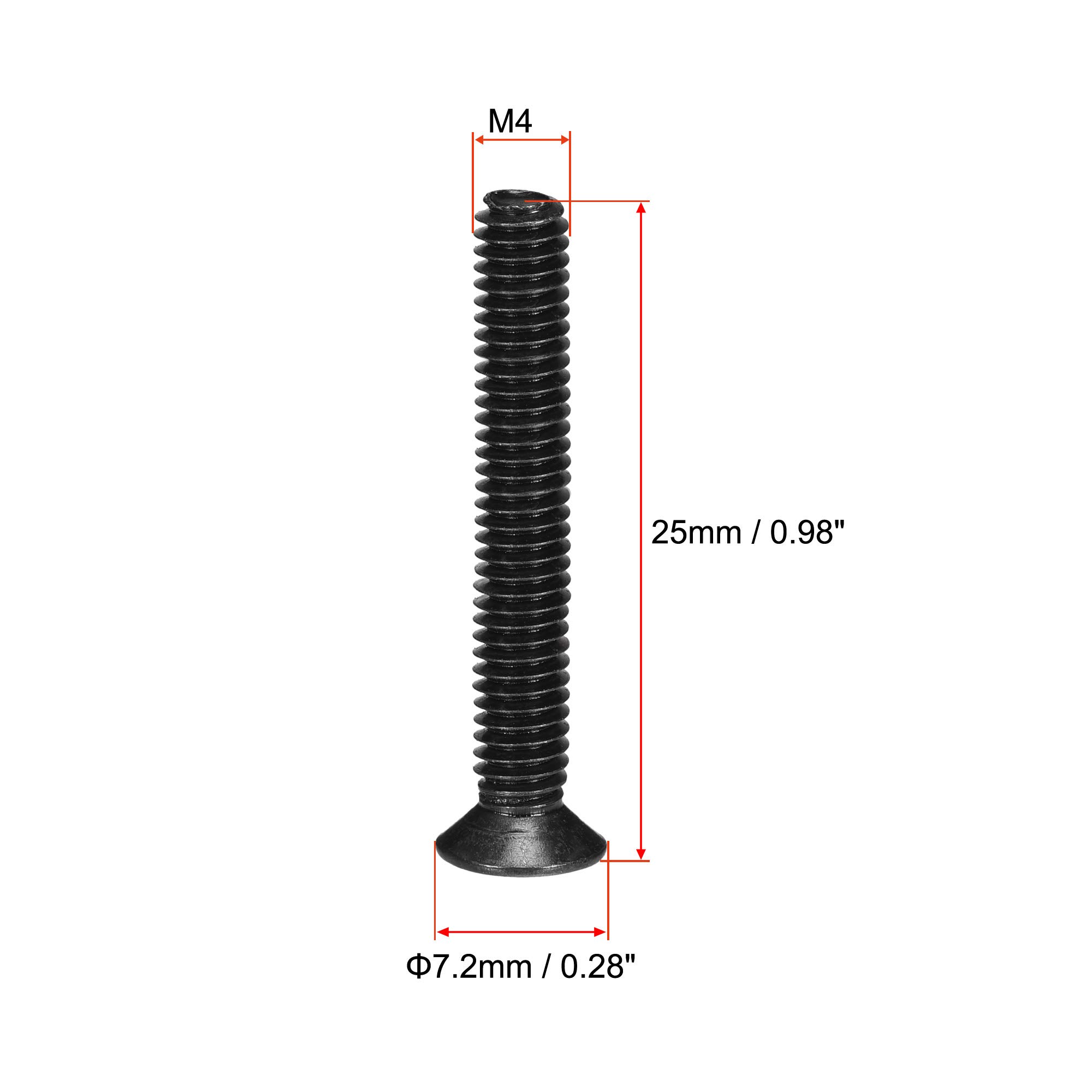 uxcell M4 x 25mm Phillips Screw Fastener Black for Laptop PC TV Fan Switch 50pcs