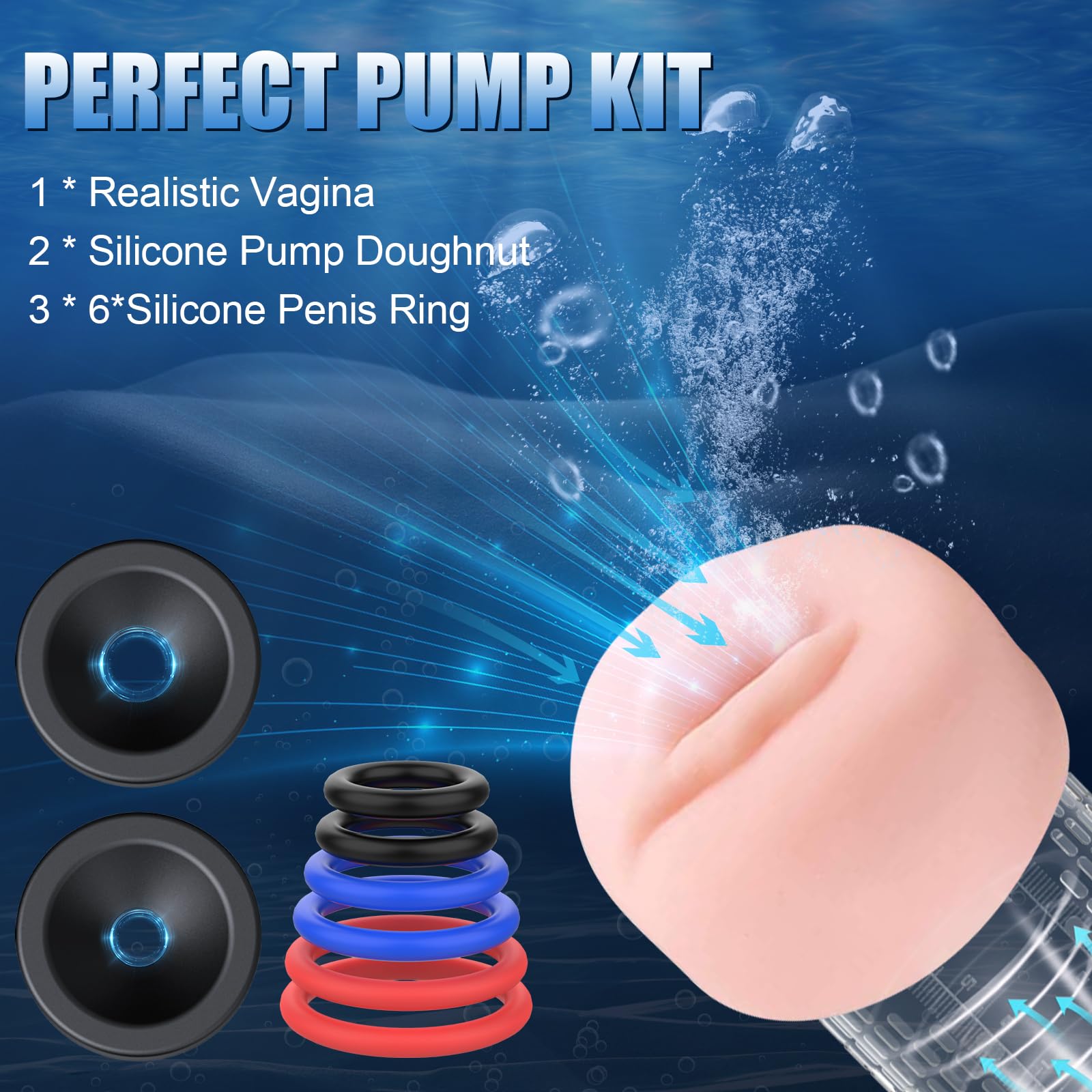 3 in 1 Waterproof Electric Penis Pump - 12 Training Modes, Hydro Penis Enlarger and Vacuum Erection Device - Sex Toys for Men