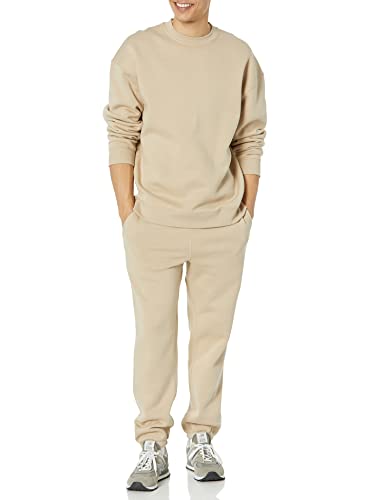 Amazon Essentials Men's Oversized-Fit Crewneck Sweatshirt (Available in Big & Tall), Tan, Large