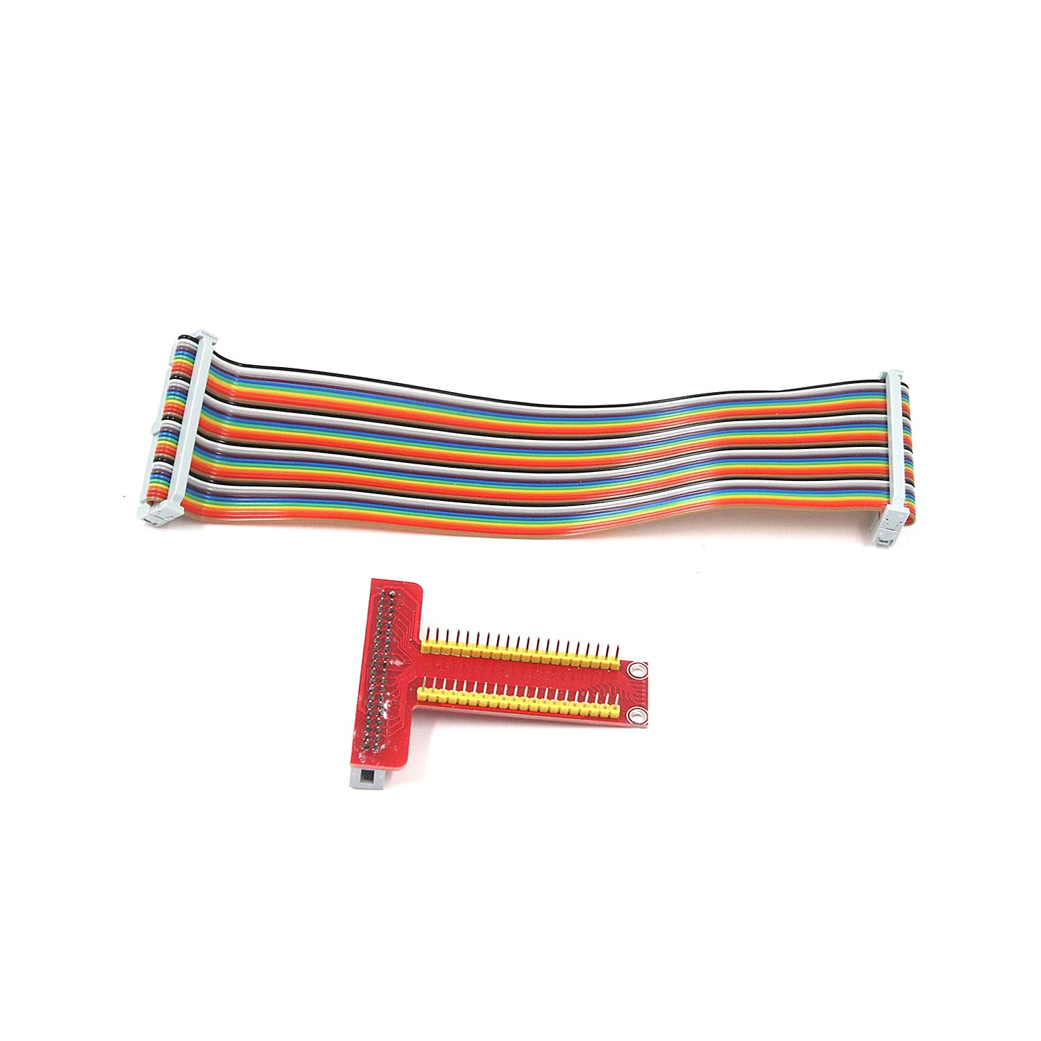 Quluxe 2 Set RPi GPIO Breakout Expansion Board + Ribbon Cable + Assembled T Type GPIO Adapter FC40 40pin Flat Ribbon Cable for Raspberry Pi B+ Kit