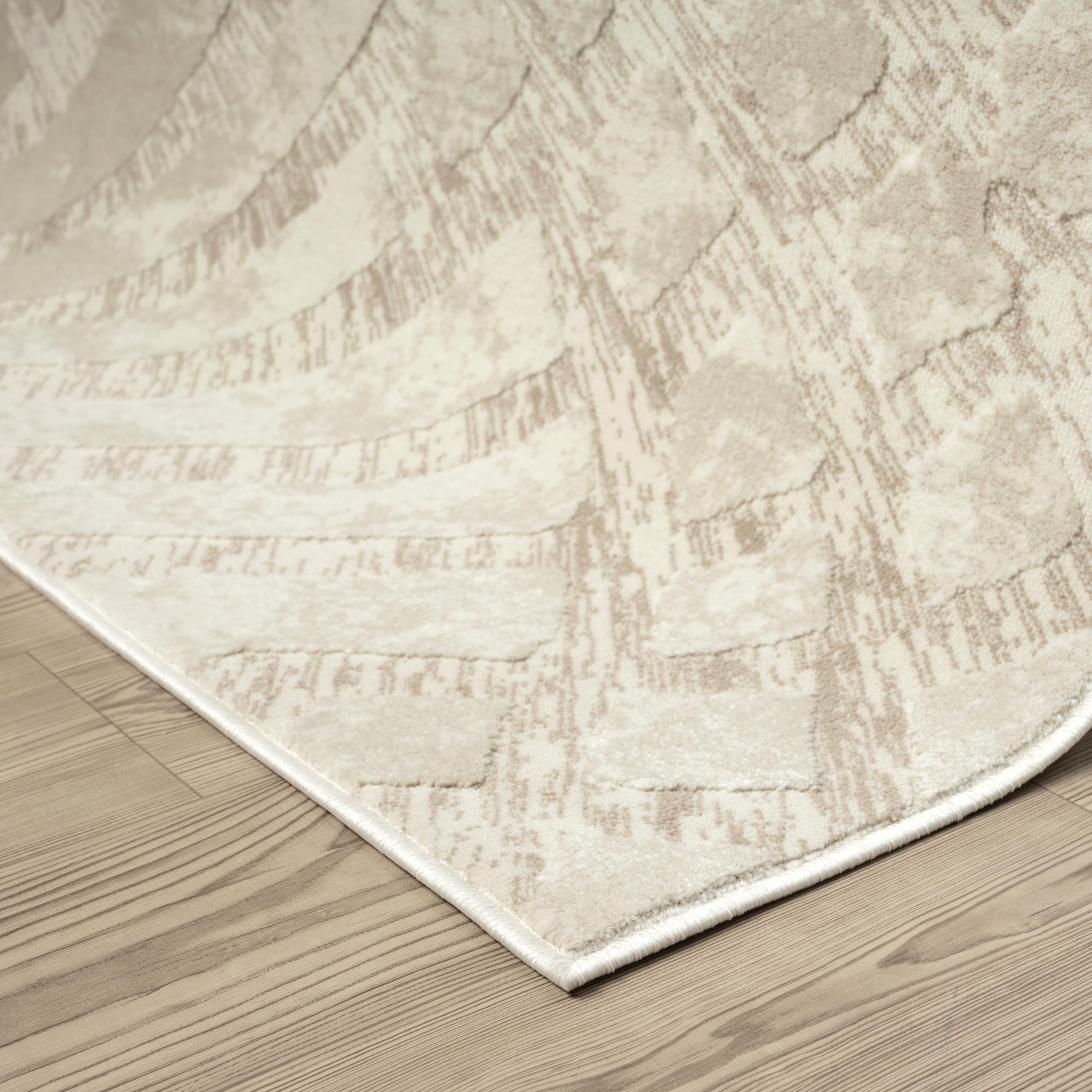 Abani Terra Cream Area Rug for Living Room, Bedroom - Rustic Modern Pattern - 2' x 3' - Durable & Easy to Clean