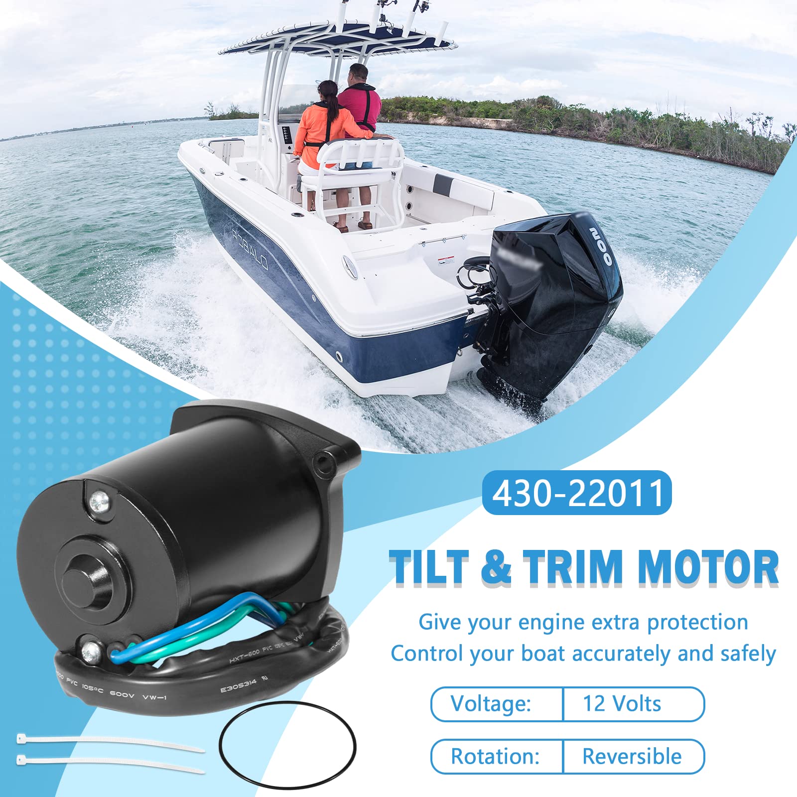 430-22011 Outboard Tilt Trim Motor 12V for Mercury Marine All Models 135-225HP Replace for 828708, 828708T, 878265A1, 878265A4, 8M0031551, 828708, 49-6250