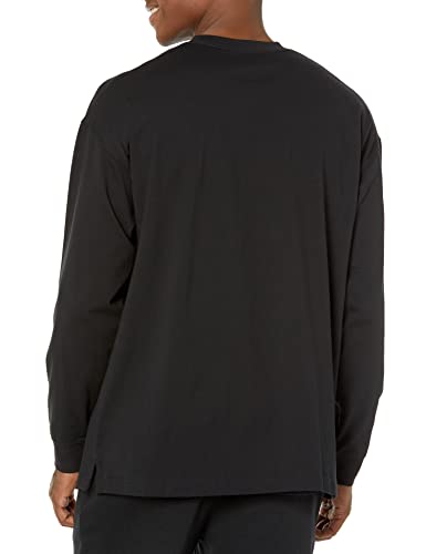 Amazon Essentials Men's 100% Organic Cotton Oversized-Fit Long-Sleeve T-Shirt, Black, X-Large
