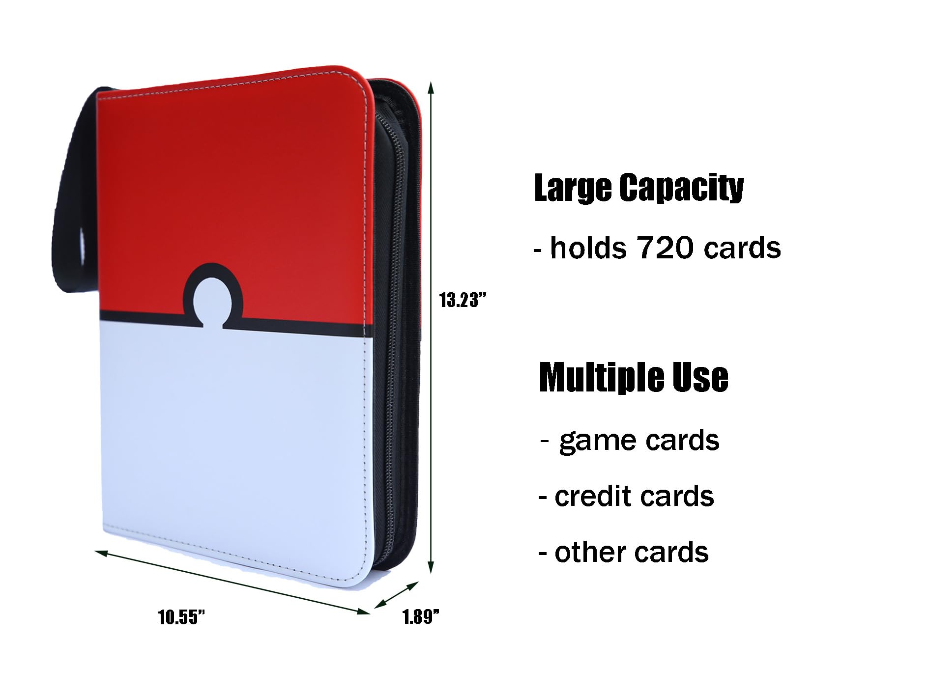 Binder for pokemon card binder of 720 Card Collection/9 Pocket Card Binder/Trading Card Binder/Card Album With Zipper,40 Sheets