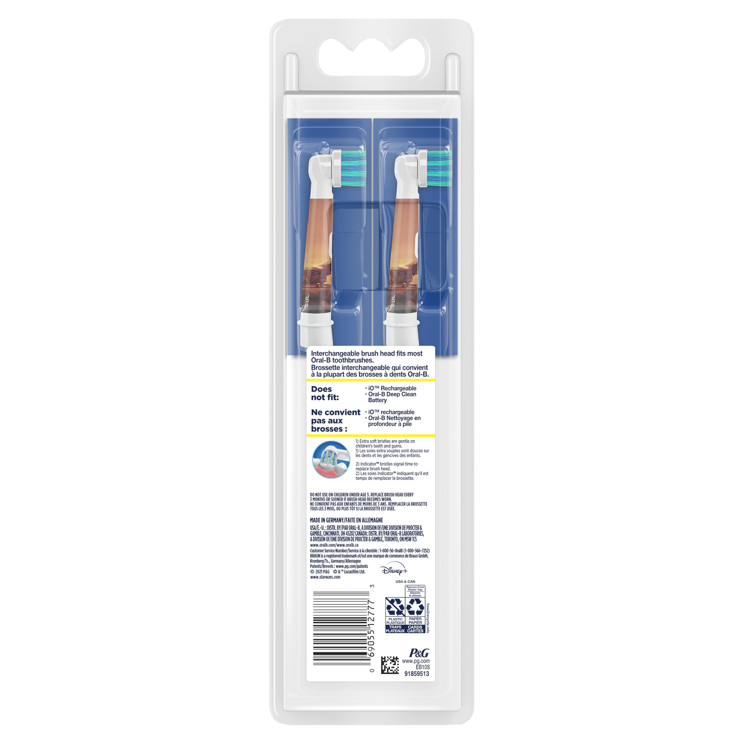 Oral-B Kids Extra Soft Replacement Brush Heads featuring STAR WARS, 2 count