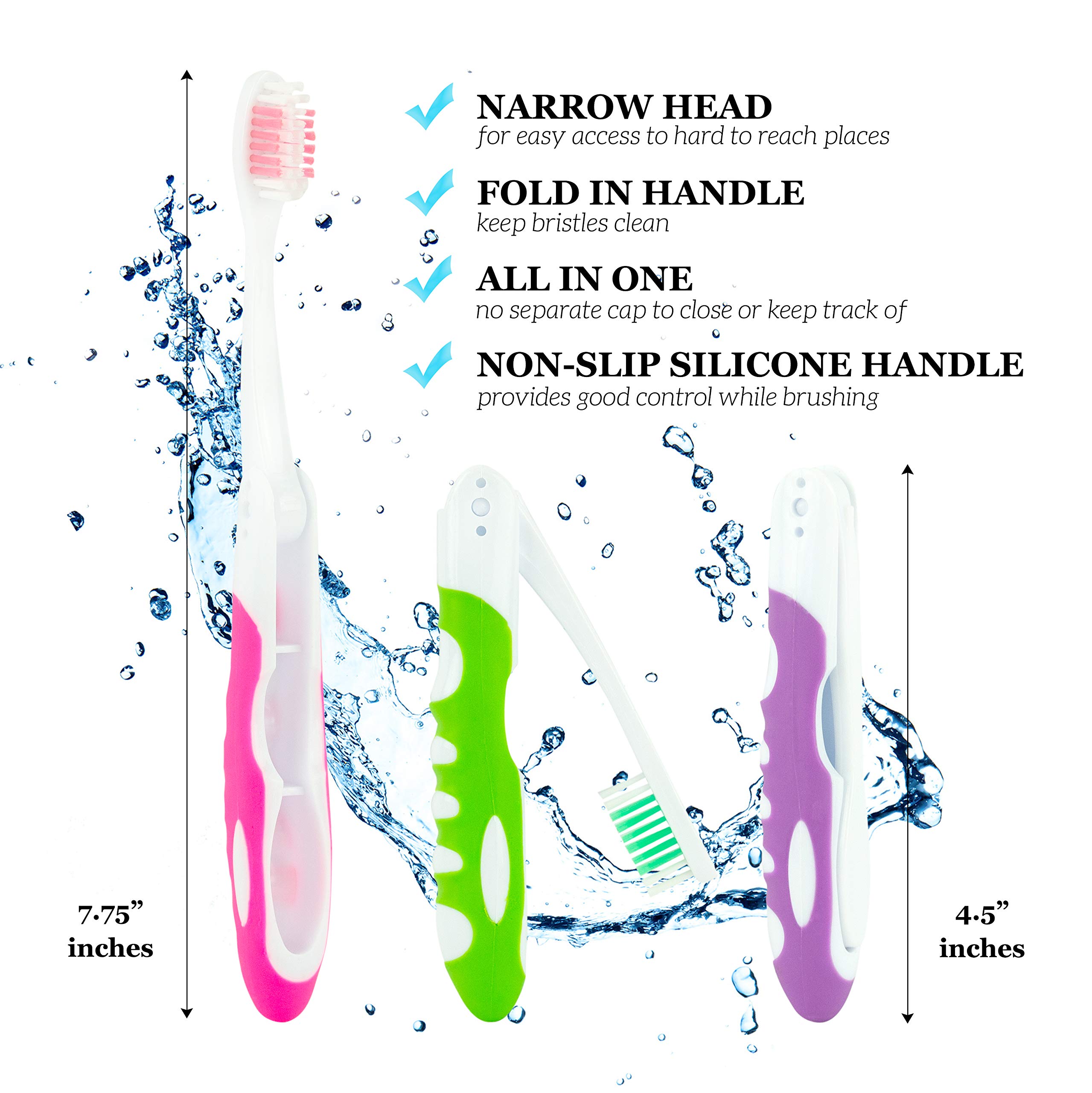 Bulk Travel Toothbrushes, Individually Wrapped Portable Toothbrush, Manual Disposable Travel Toothbrush Set for Adults, Medium Soft Large Head, Multi Color Travel Toothbrush Kit (50 Pack-Medium)
