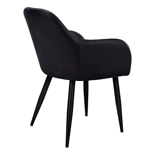 Monarch Specialties 1193, Set of 2, Side, Upholstered, Kitchen, Room, Pu Leather Look, Metal, Contemporary, Modern Dining Chair, 17.5" L x 23.5" W x 33" H, Black| Black Legs