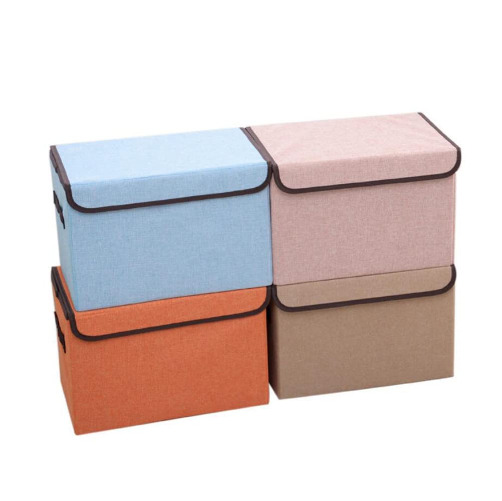 Vmotor Storage Bins, Foldable Storage Box Cube Chest with Lids and Handles Fabric Storage Basket Bin Organizer Collapsible Drawers Containers for Nursery, Closet, Bedroom, Home(Orange,2 Pack)