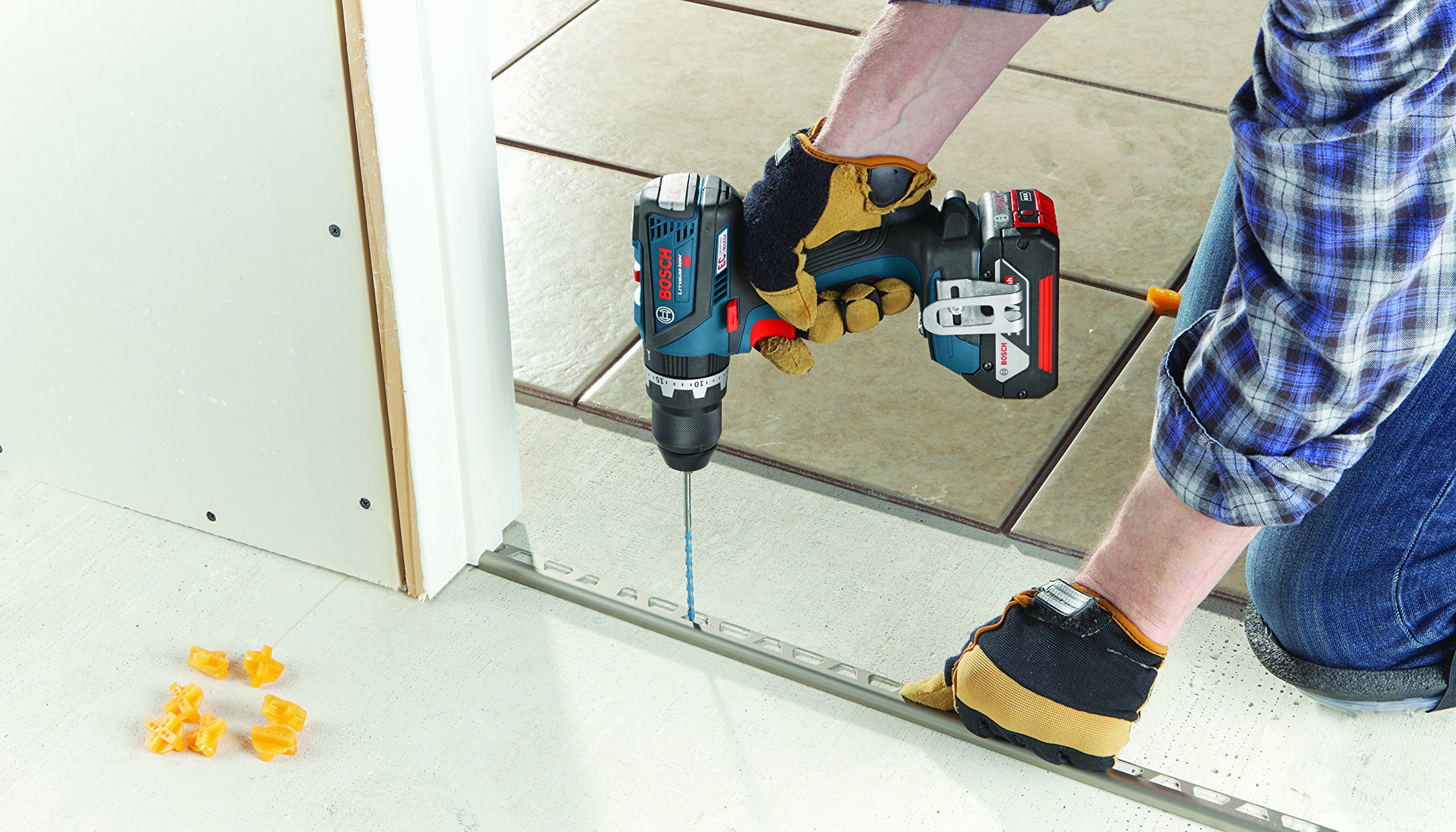 Bosch CLPK251-181 18V 2 Tool Combo Kit with 1/4" and 1/2" Socket Ready Impact Driver and 1/2" Hammer Drill/Driver, Blue