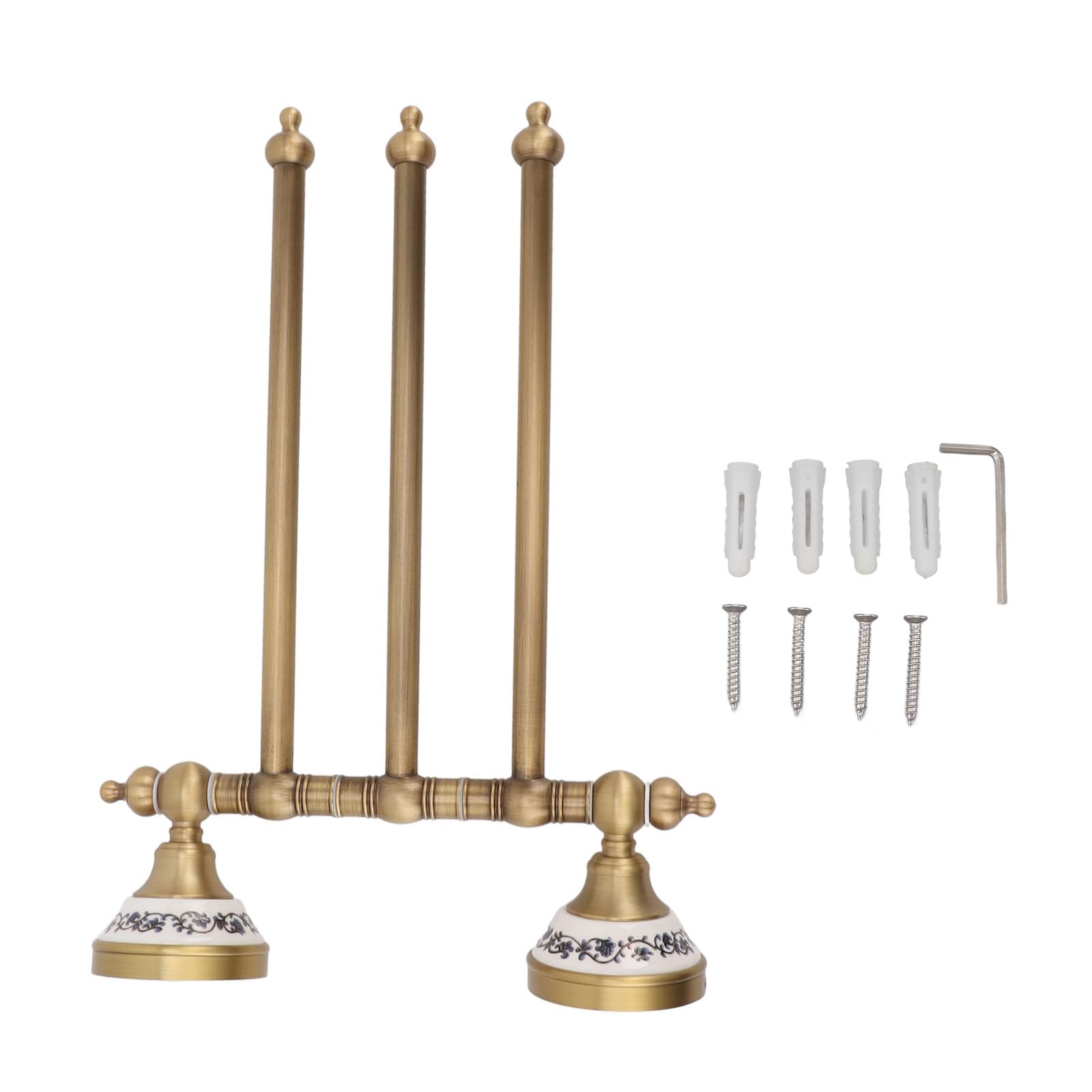 Luqeeg Antique Brass Swivel Towel Holder, European Towel Holder with Wall Mounted Kit, Rotated Towel Rack for Kitchen, Bathroom, Home and Commercial Use, Space Saving