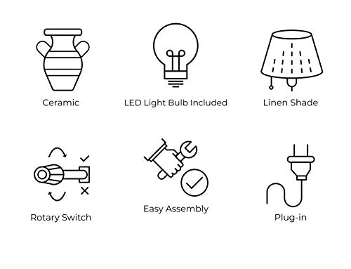 JONATHAN Y JYL3014A Justina 16" Ceramic Mini LED Table Lamp Cottage,Transitional for Bedroom, Living Room, Office, College Dorm, Coffee Table, Bookcase, Blue/White