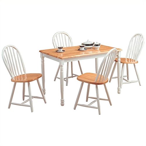 Coaster Home Furnishings Hesperia Windsor Set of 4 Dining Side Chairs, Natural Brown and White