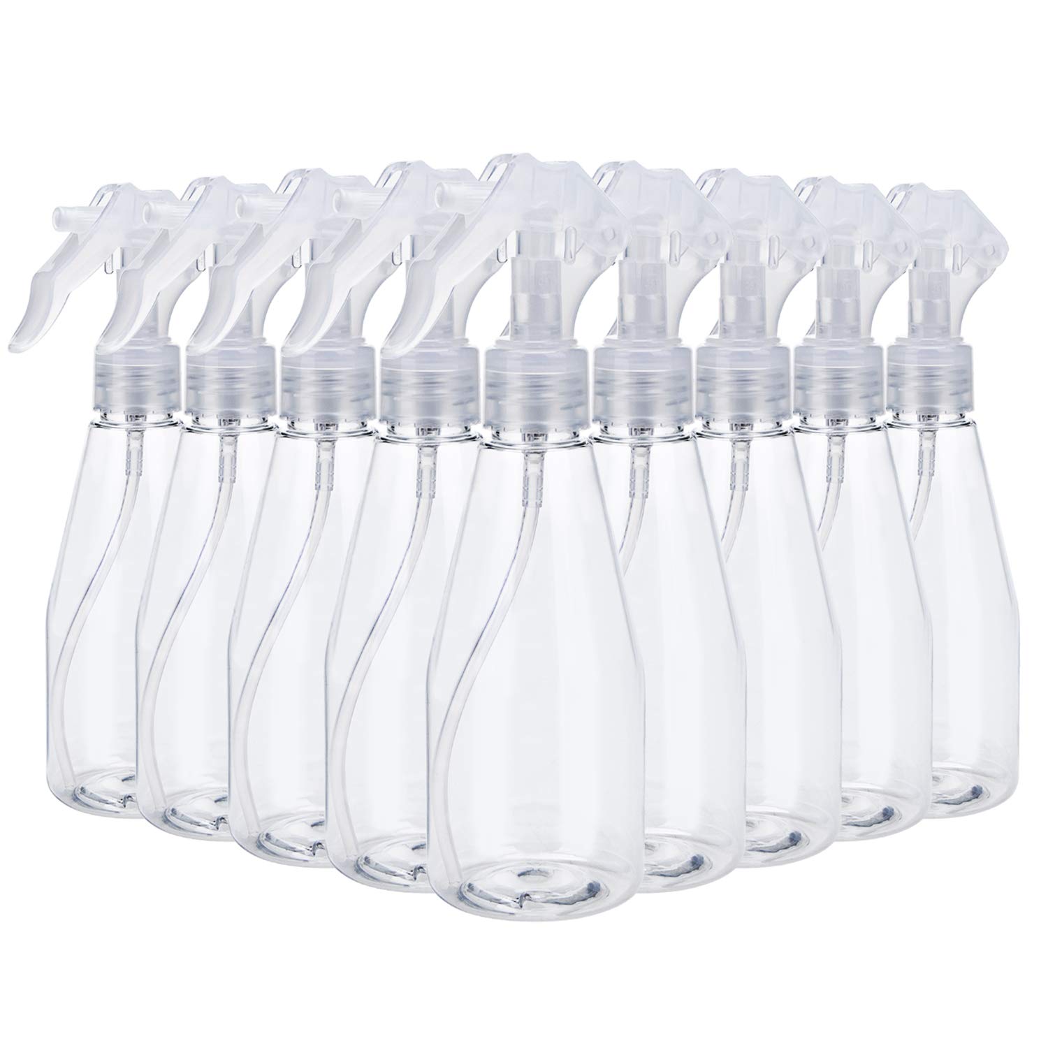Suwimut 9 Pieces Plastic Spray Bottle, Empty Small 7oz/200ml Clear Spray Bottles, Fine Mist Plastic Refillable Trigger Sprayer for Cleaning Solutions, Hair Care, Essential Oils, Watering Plants