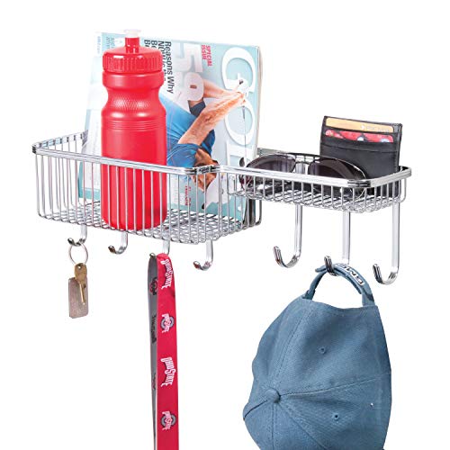 iDesign York Lyra Wall Mount Entryway Basket Organizer - Chrome