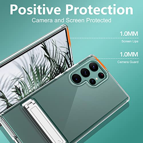 Btscase for Samsung Galaxy S22 Ultra 5G Case, with Adjustable Metal Kickstand, Crystal Clear Soft Flexible TPU Slim Shockproof Drop Protective Girls Women Men Cover for Galaxy S22 Ultra 5G, Clear