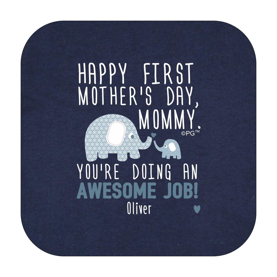Mothers Day Bodysuit Custom Name Gifts Happy First Mothers Day Blue Elephant Bodysuit 12 Months Navy