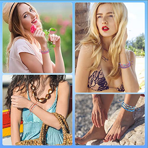 24 Pieces Surfer Woven Friendship Bracelet Handmade Braided Bracelets Adjustable Boho String Bracelets Jewelry for Women