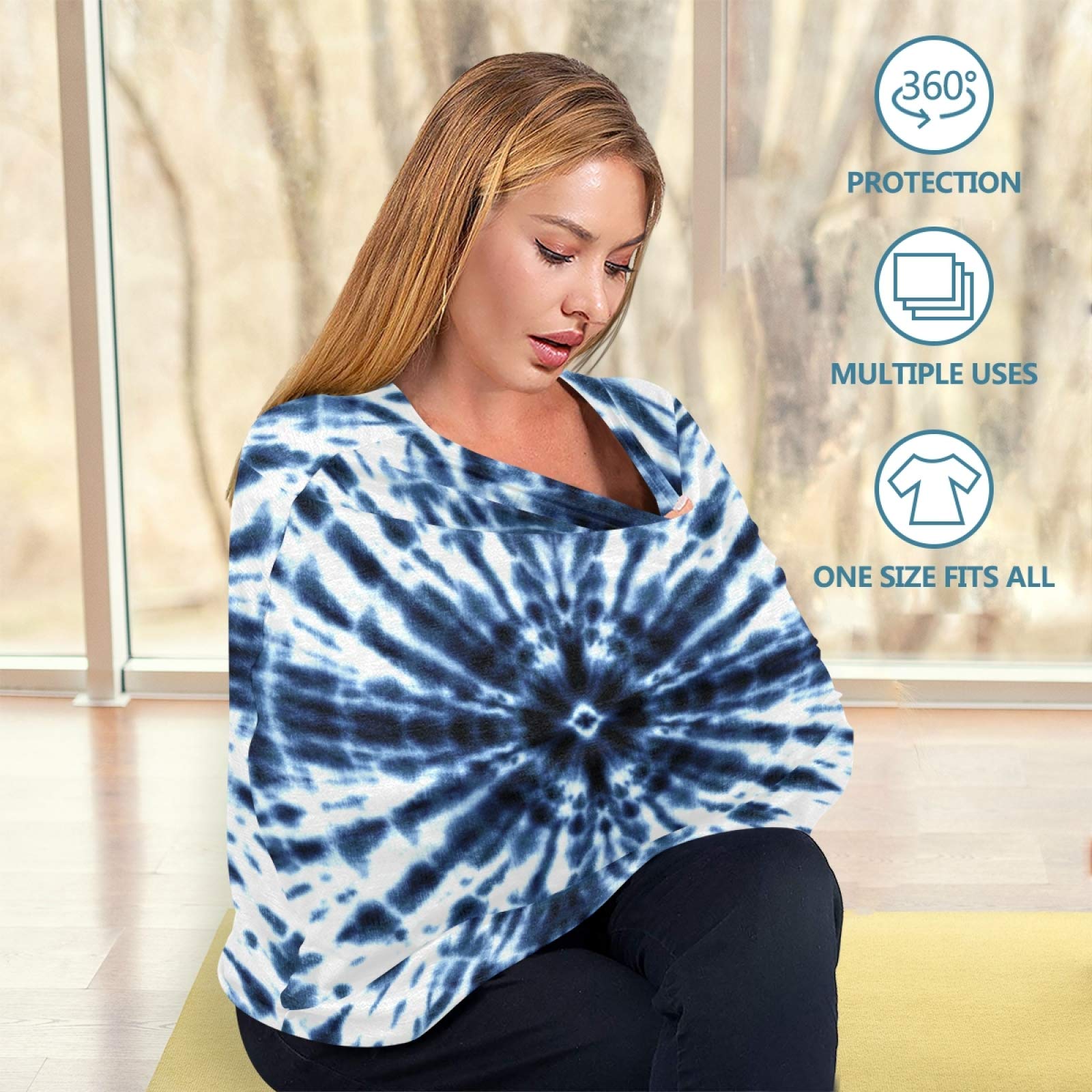 Nursing Cover Breastfeeding Scarf Navy Blue Tie Dye - Baby Car Seat Covers, Stroller Cover, Carseat Canopy (0mb7g)