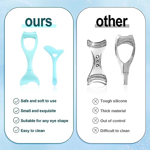 2pcs Eyeliner Stencils & Mascara Shield Applicator, Silicone Mascara Guard Lash Buddy Multifunctional Eyeliner Guide Tool Reusable Eyeliner Helper Tool for Eyeliner Eyelashes Eye Makeup (Blue)