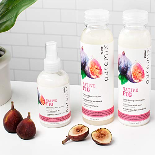 RUSK PUREMIX Native Fig Replenishing Shampoo for Normal Hair, 12 Oz, Formulated with Fig to Gently Cleanse, Detangle and Restore Hair's Moisture Levels While Eliminating Frizz