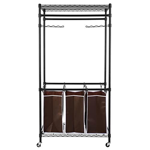 Heavy-Duty Sorting Hamper Commercial Grade Clothes Rack for Bathroom, Kitchen, Bedroom, Living Room, Office, etc 110.23lb Capacity Shelf 35.43 x 17.72 x 73.23 (L x W x H)