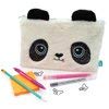3-Ring Soft Plush Panda Binder Pencil Pouch with Glitter Eyes and Zip Compartment