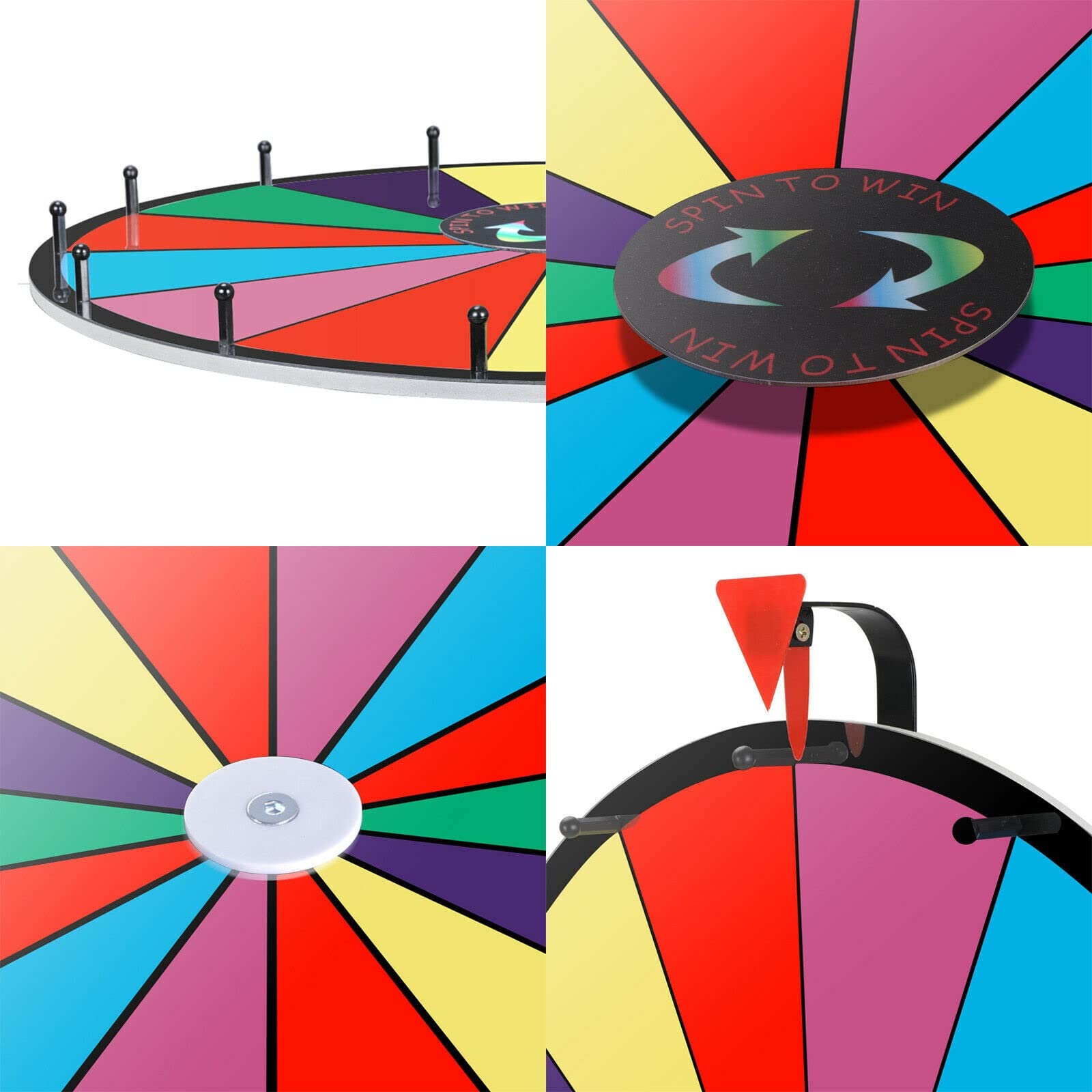 24" Prize Wheel Fortune w Folding Tripod Floor Stand Carnival Spinnig Game Color
