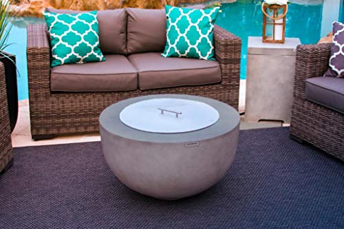 AKOYA Outdoor Essentials 30" Fiber Concrete Outdoor Propane Gas Fire Pit Table Bowl in Gray
