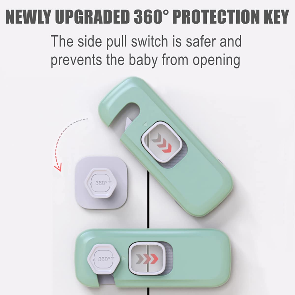 5 Pack Child Proof Refrigerator Lock, QYESWHSR Fridge Locks for Kids with Sticky Adhesive Pads, Child Safety Locks for Doors, RV Refrigerator, Oven Lock Child Safety Baby Cabinet Locks - Green Updated