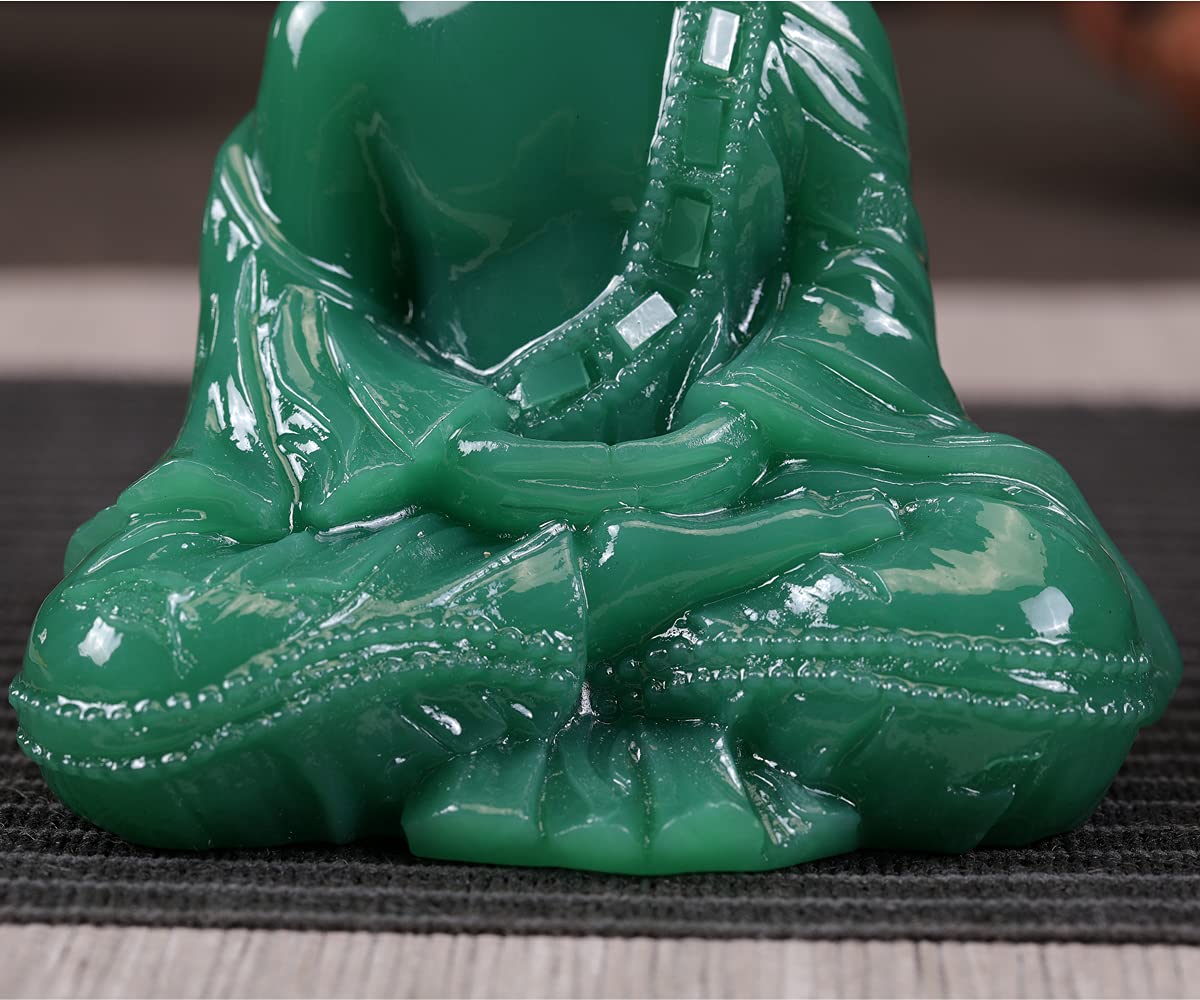 Seyee-bro Meditative Seated Buddha Statue - Gold Thai Sitting Buddha Figurine - Manmade Jade Praying Buddha Sculpture for Home Outdoor Decoration