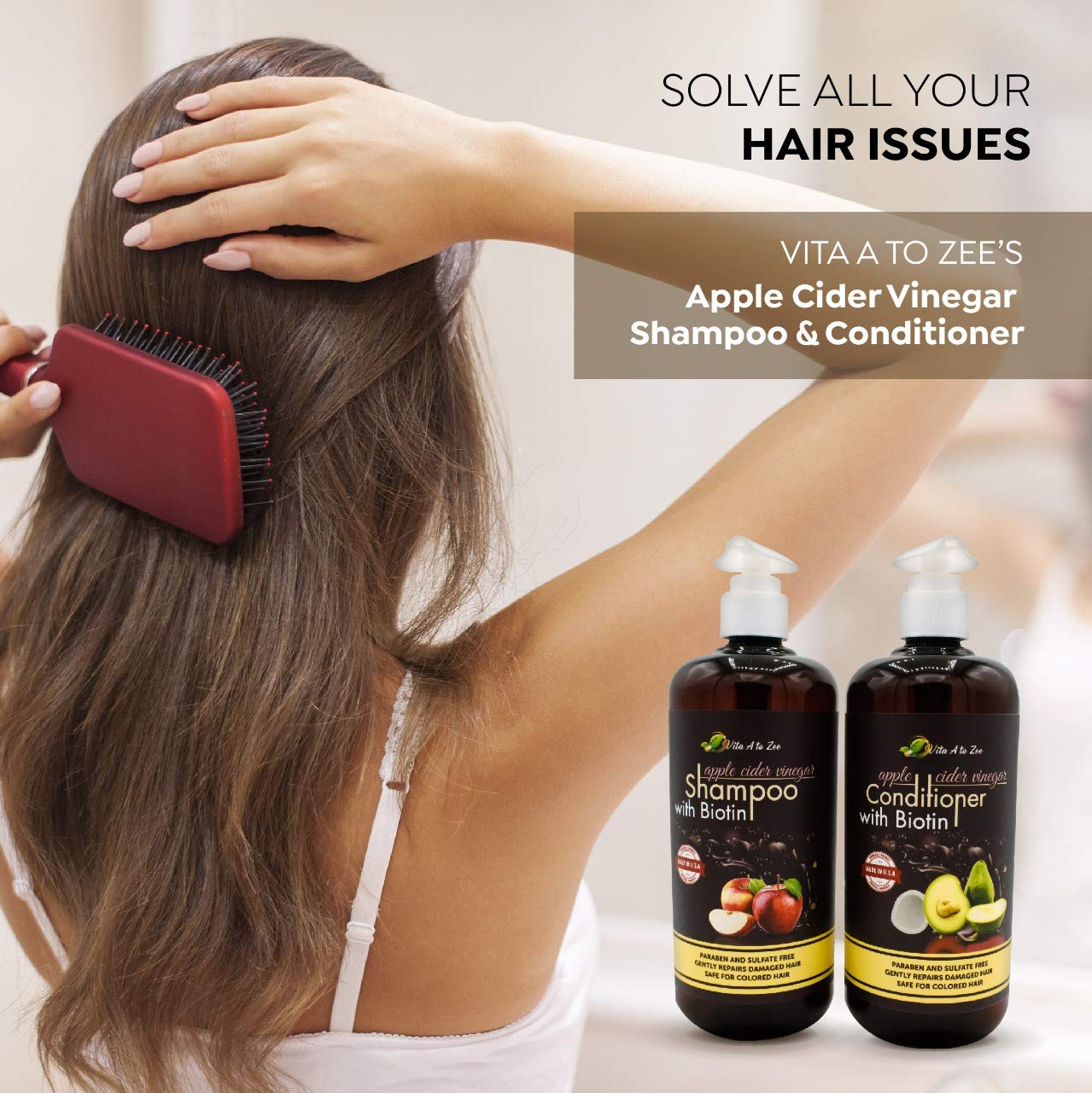 Vita A to Zee Apple Cider Vinegar Shampoo & Avocado Coconut Conditioner (2 x 16.9 fl oz)