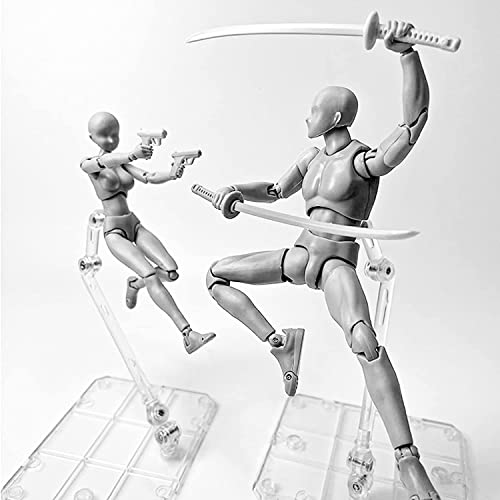 CUYUFIA Action Figures Body-Kun DX & Body-Chan DX PVC Model SHF(Grey Color) with Box Drawing Figure Models for Artists (Male+Female)