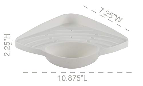 HOME-X Sponge Holder Kitchen Decor, Triangle Sink Corner Shelf - Storage Rack Suction Cup Holder Organizer for Dish Cloth Sponge Soap Cleaning Brush (White)