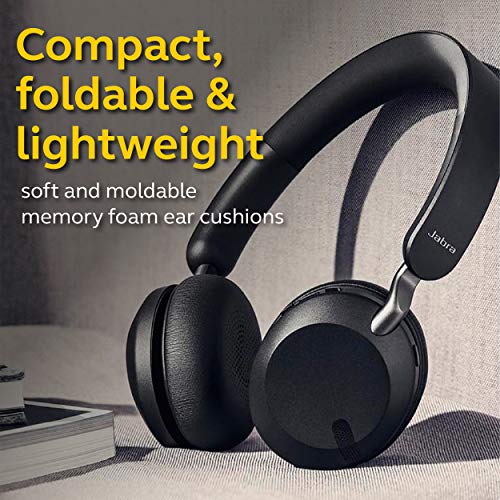 Jabra Elite 45h, Titanium Black β On-Ear Wireless Headphones with Up to 50 Hours of Battery Life, Superior Sound with Advanced 40mm Speakers β Compact, Foldable & Lightweight Design