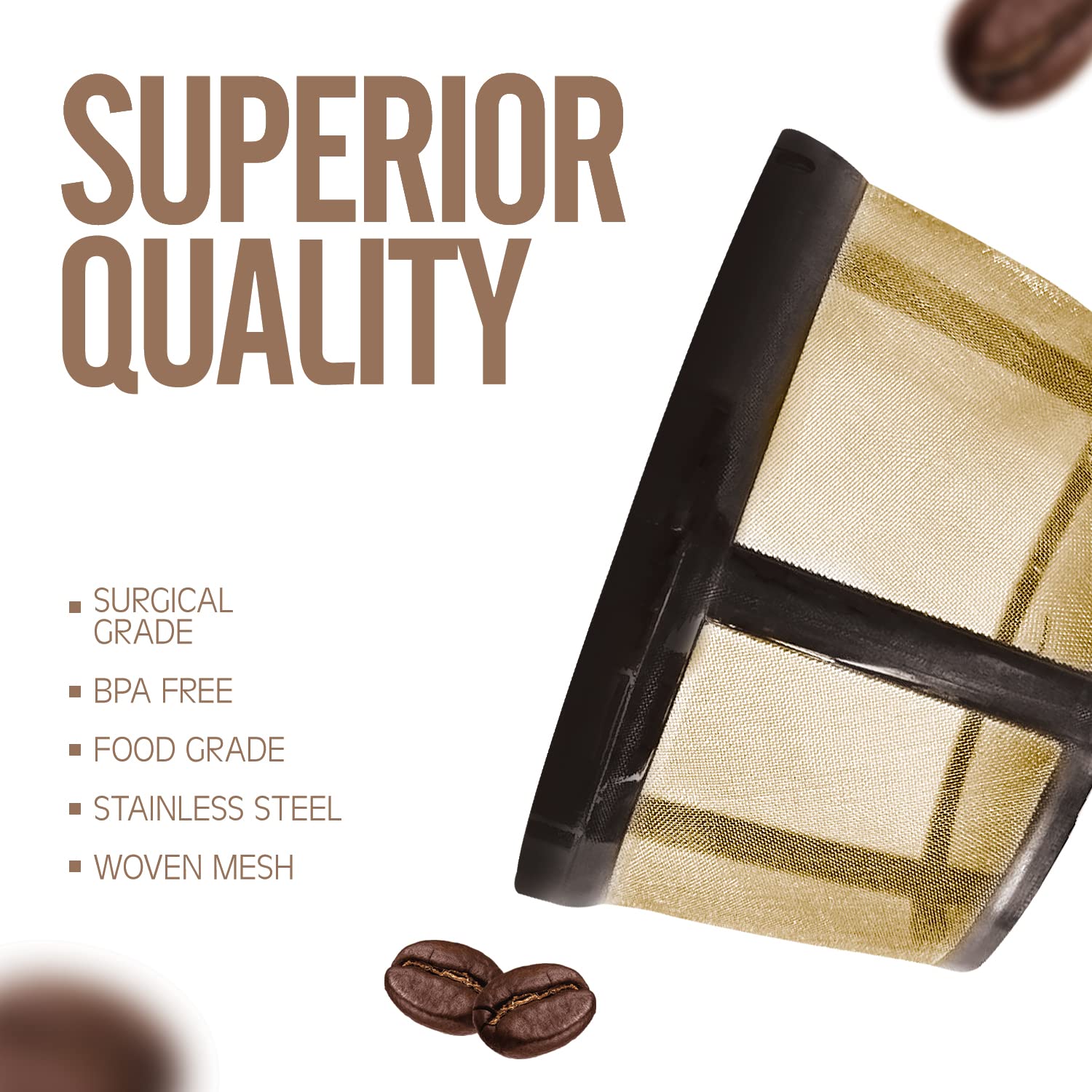 4 Cup Reusable Filter Basket With Closed Bottom Fits MrCoffee Coffee Maker and Brewer - Permanent Filter Replacement for Mr Coffee Gold Tone Basket-Style Filters