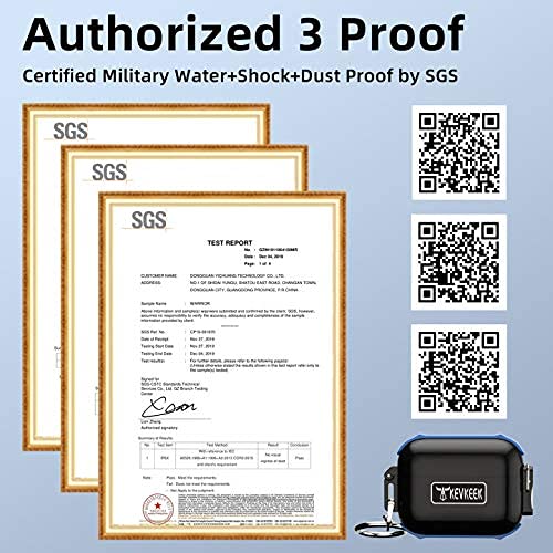 Waterproof Airpod Pro Case,Waterproof Up to 3 Feet,PC+TPU Material,Compatible Wireless Charging for Airpods Pro Case,Case Waterproof with Keychain(Opacity Black&Blue)