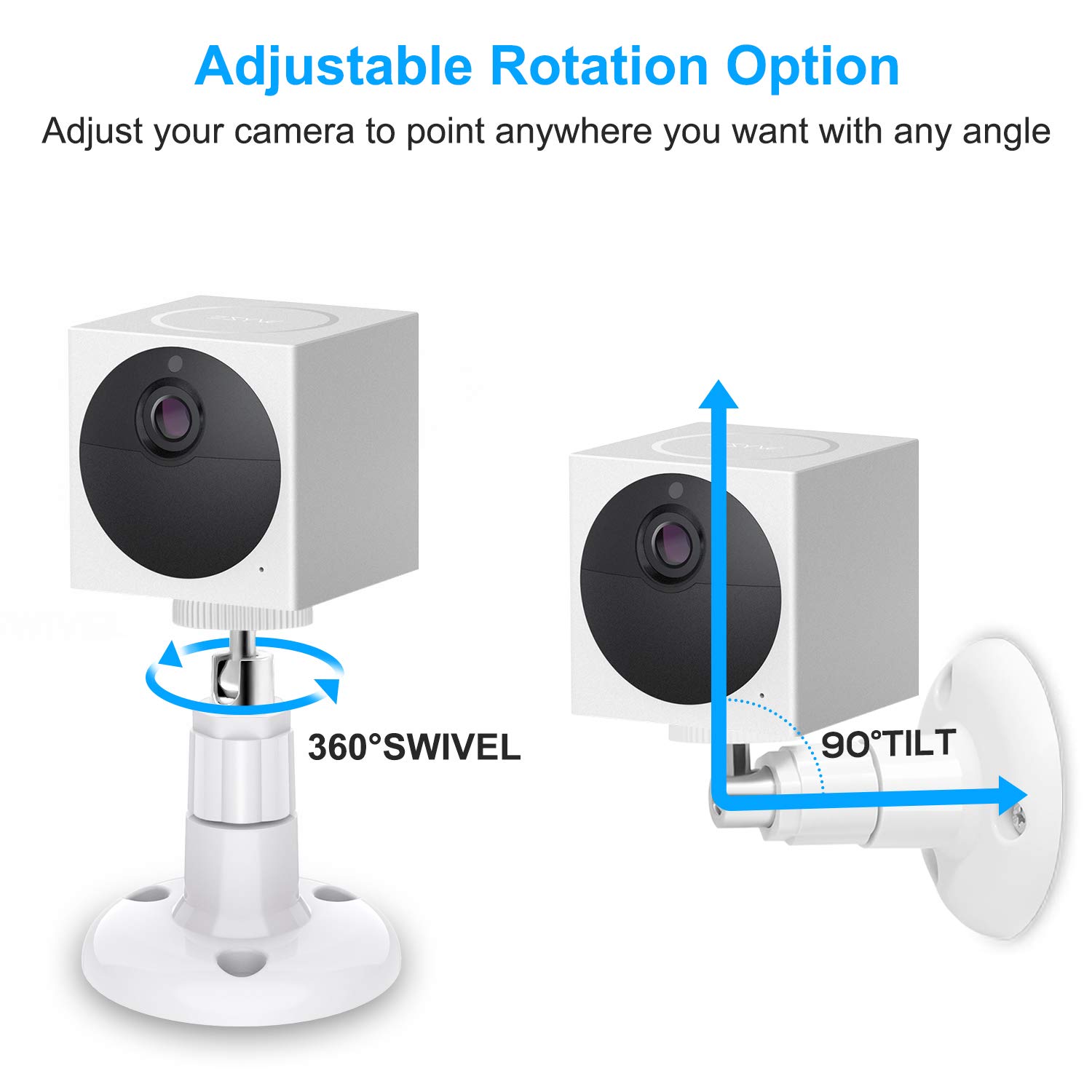 MENEEA for Wyze Cam v3/Pro,for Wyze Cam Outdoor,for Wyze Cam Pan V2,for Wyze Cam Pan Wall Mount, Adjustable Indoor and Outdoor 360 Degree Swivel Ceiling Mount Bracket for Security Camera (2 Pack)