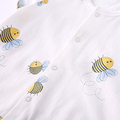 pureborn Baby Boys Girls Short Sleeve Cute Romper Summer One-Piece Outfits Cartoon Bees 0-3 Months
