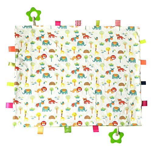 G-Tree Large Blanket with Tag for Babies, Soft Taggy Security Blanket, Lovely Tag Blanket (Green)