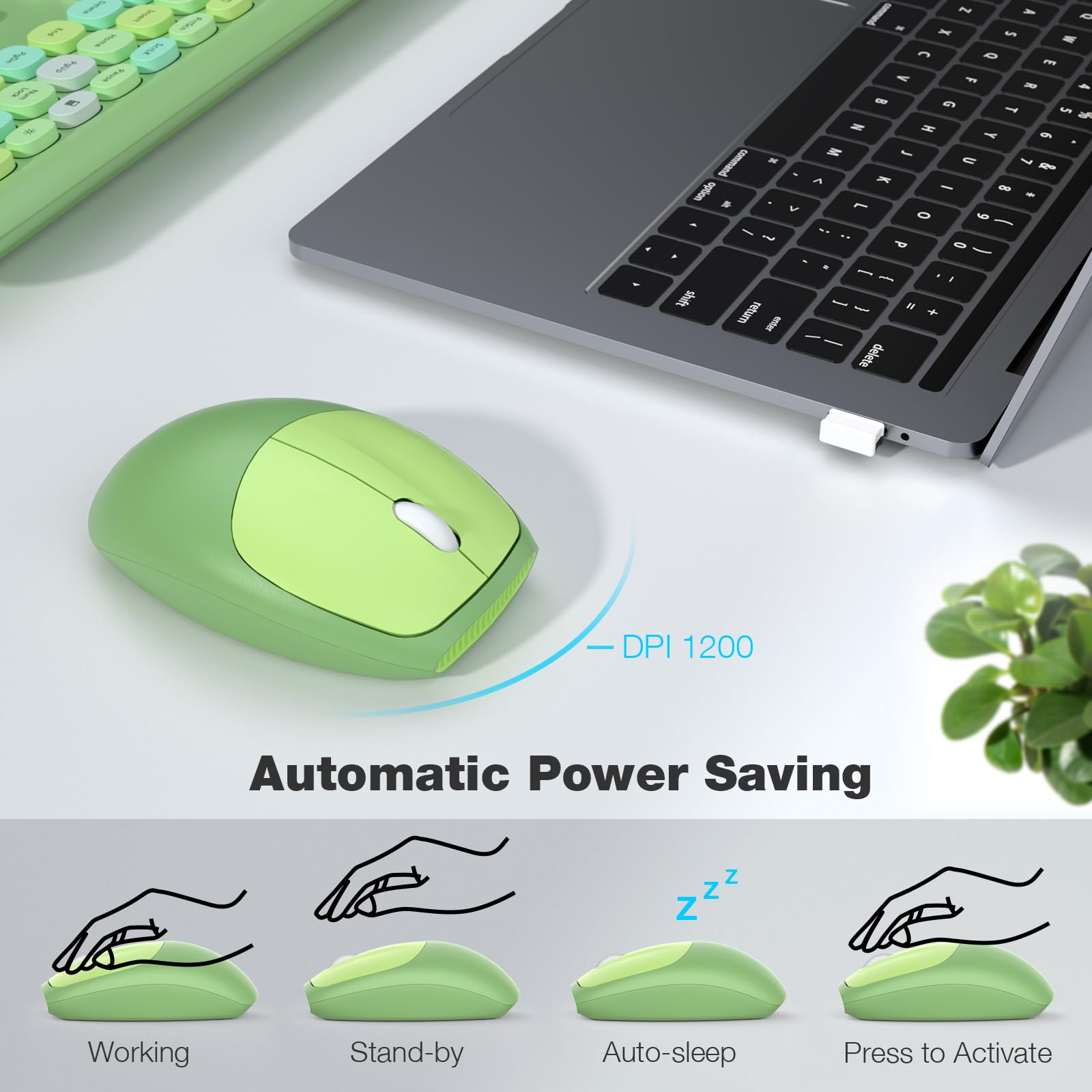 MOFII Wireless Keyboard and Mouse Combo Silent, Slim Compact 2.4G USB Full Size Wireless Mouse and Keyboard Combo, Cute 110 Keys Keyboard for PC, Notebook, MacBook, Tablet, Laptop, Windows System