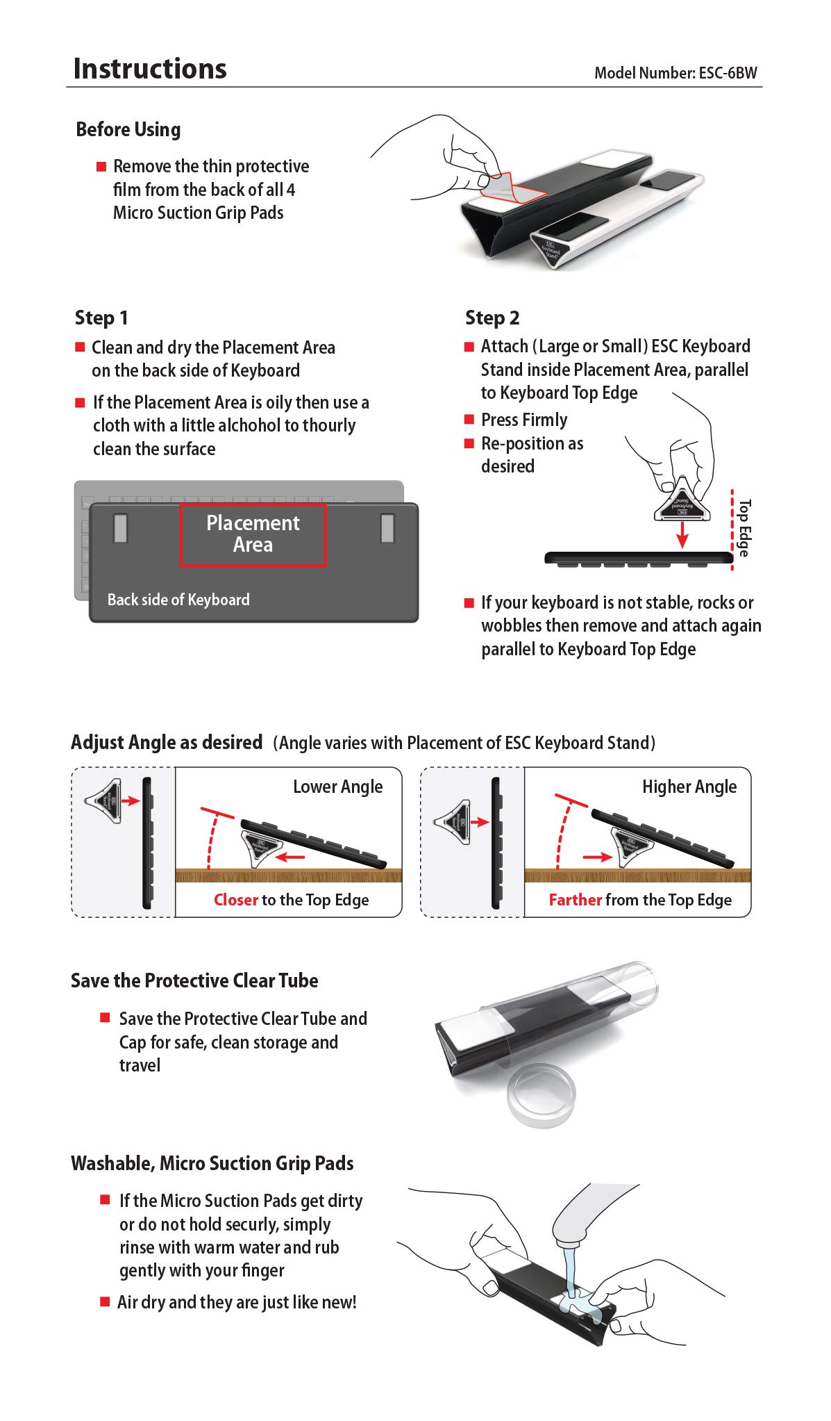 GPG2 ESC Computer Keyboard and Laptop Stand, Ergonomic Angles and Tilt, Two Sizes of Stands Included, Compatible with Flat-Back Keyboard Only