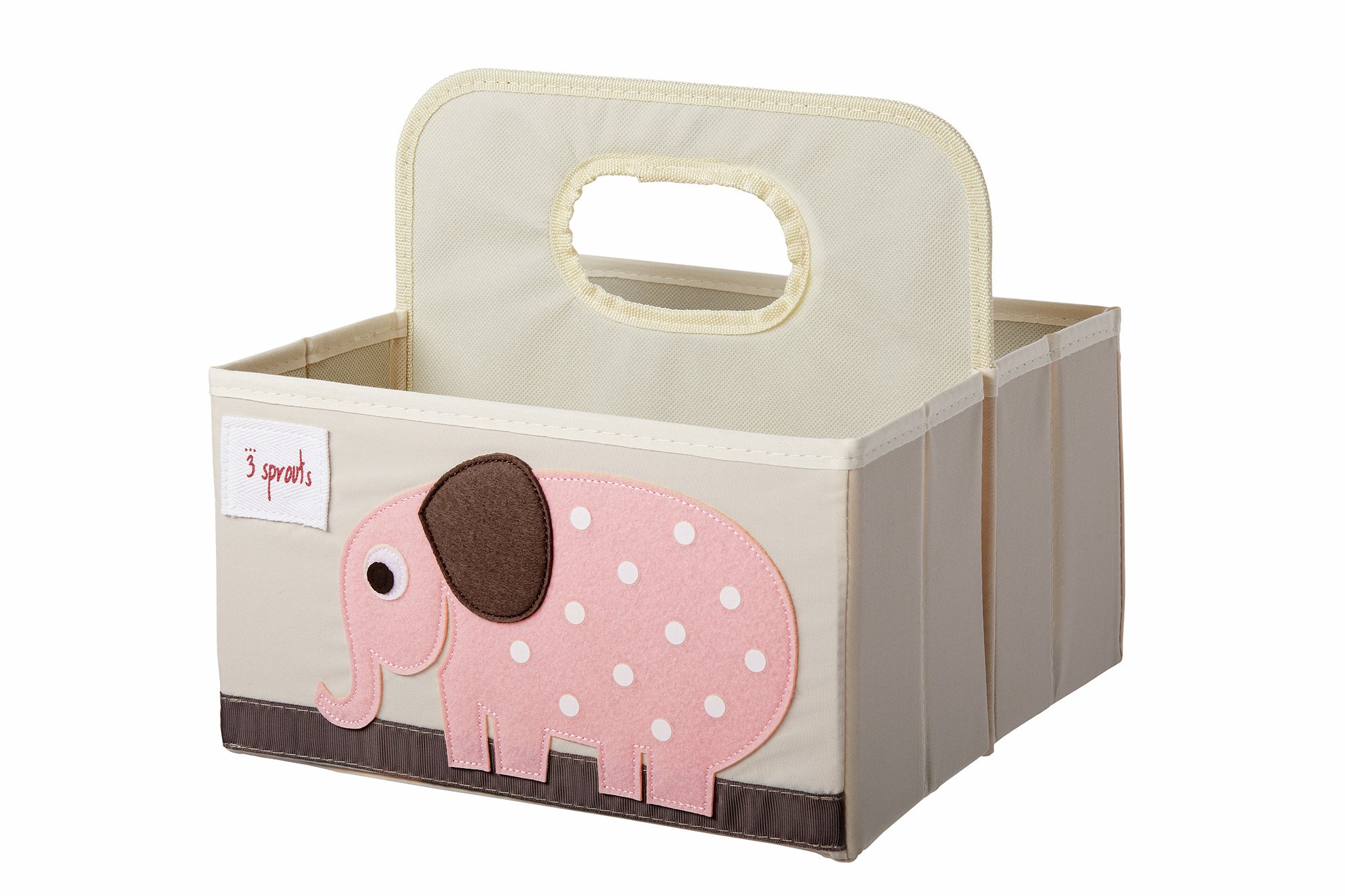 3 Sprouts Baby Diaper Caddy - Organizer Tote Bag for Baby Essentials Boy or Girl - Baby Shower Basket - Nursery Must Haves - Registry Favorites - Newborn Caddie Car Travel, Elephant