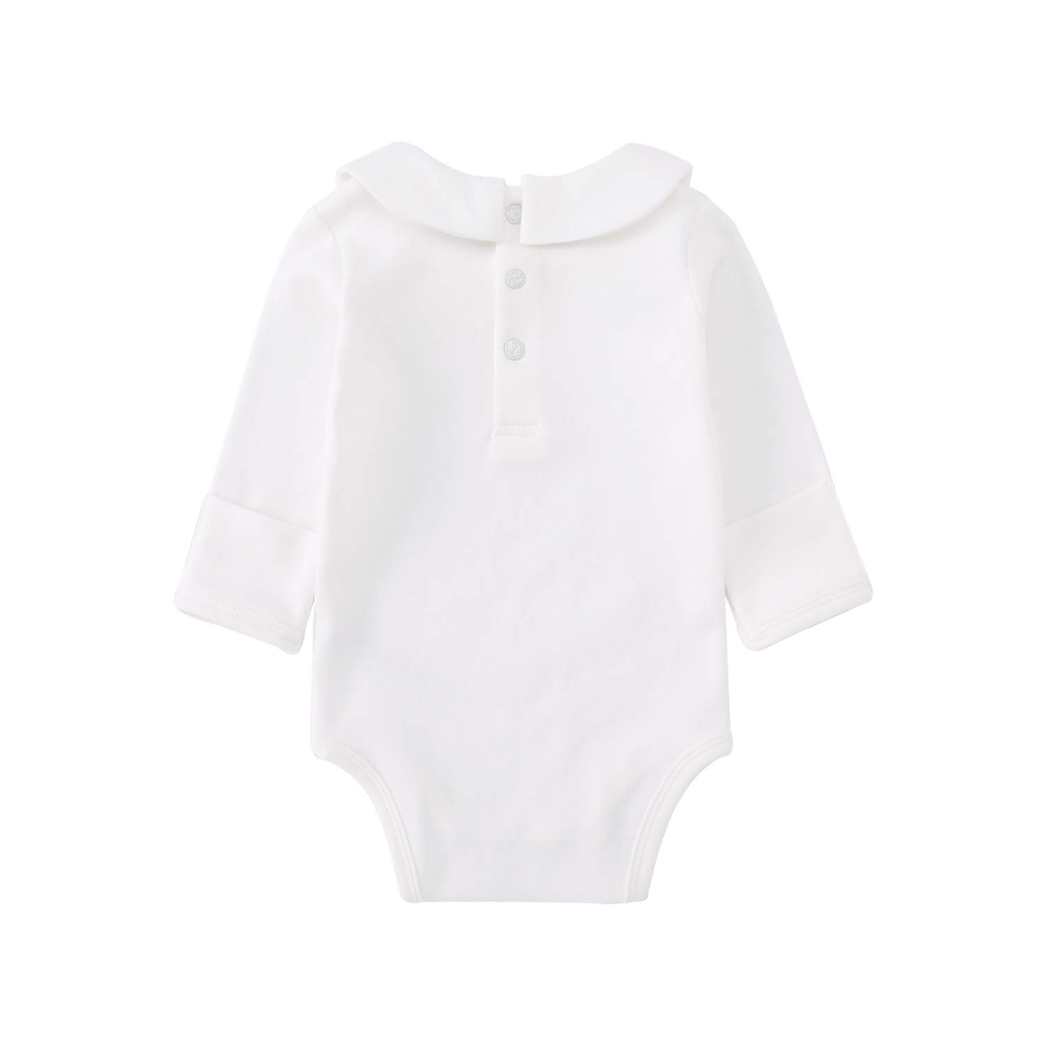 pureborn Baby Boy Girl Long Sleeve Cotton Bodysuit Peter Pan Collar Spring Fall Solid White 12-18 Months