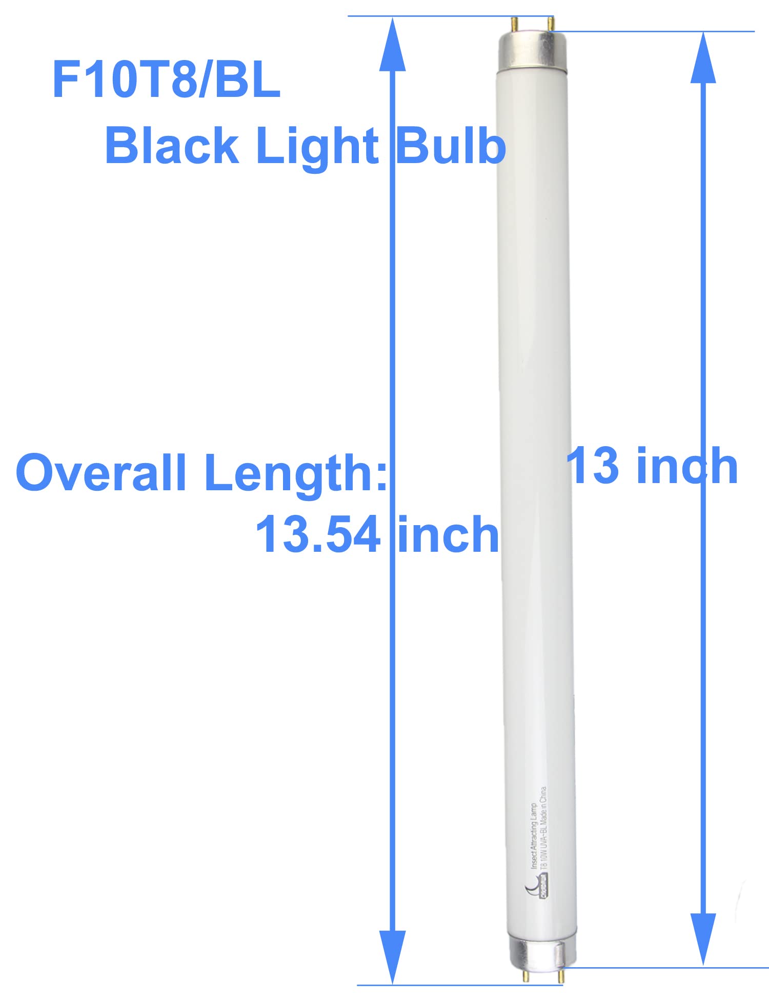 CHKADAWA BL T8 F10W 2 Pack Replacement Bulbs for Aspectek, LiBa 20W Indoor Device, F10T8 BL368nm 10 Watt Tube G13, 13'' Linear Black Light Fluorescent Tube.