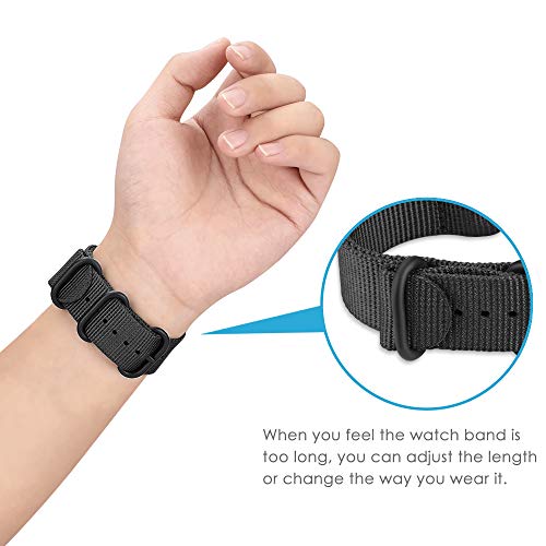Fintie Bands Compatible with Samsung Galaxy Watch 3 45mm / Galaxy Watch 46mm / Gear S3 Classic/Frontier, Soft Woven Nylon Band 22mm Quick Release Adjustable Replacement Sport Strap, Black