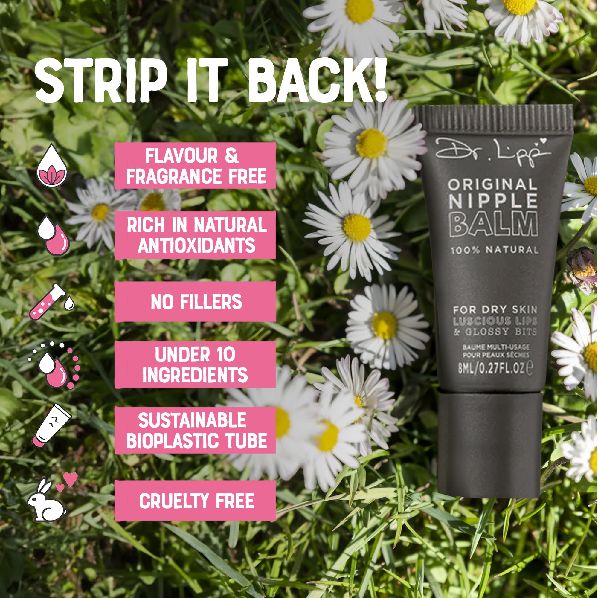 Dr. Lipp Original Nipple Balm 0.27 fl oz/8ml – 10-in-ONE Multi-Purpose Moisturizer for Dry Skin, Lips, Hair, Cuticles & More – 100% Natural Lanolin Nipple Cream & Lip Balm – Fragrance & Cruelty Free