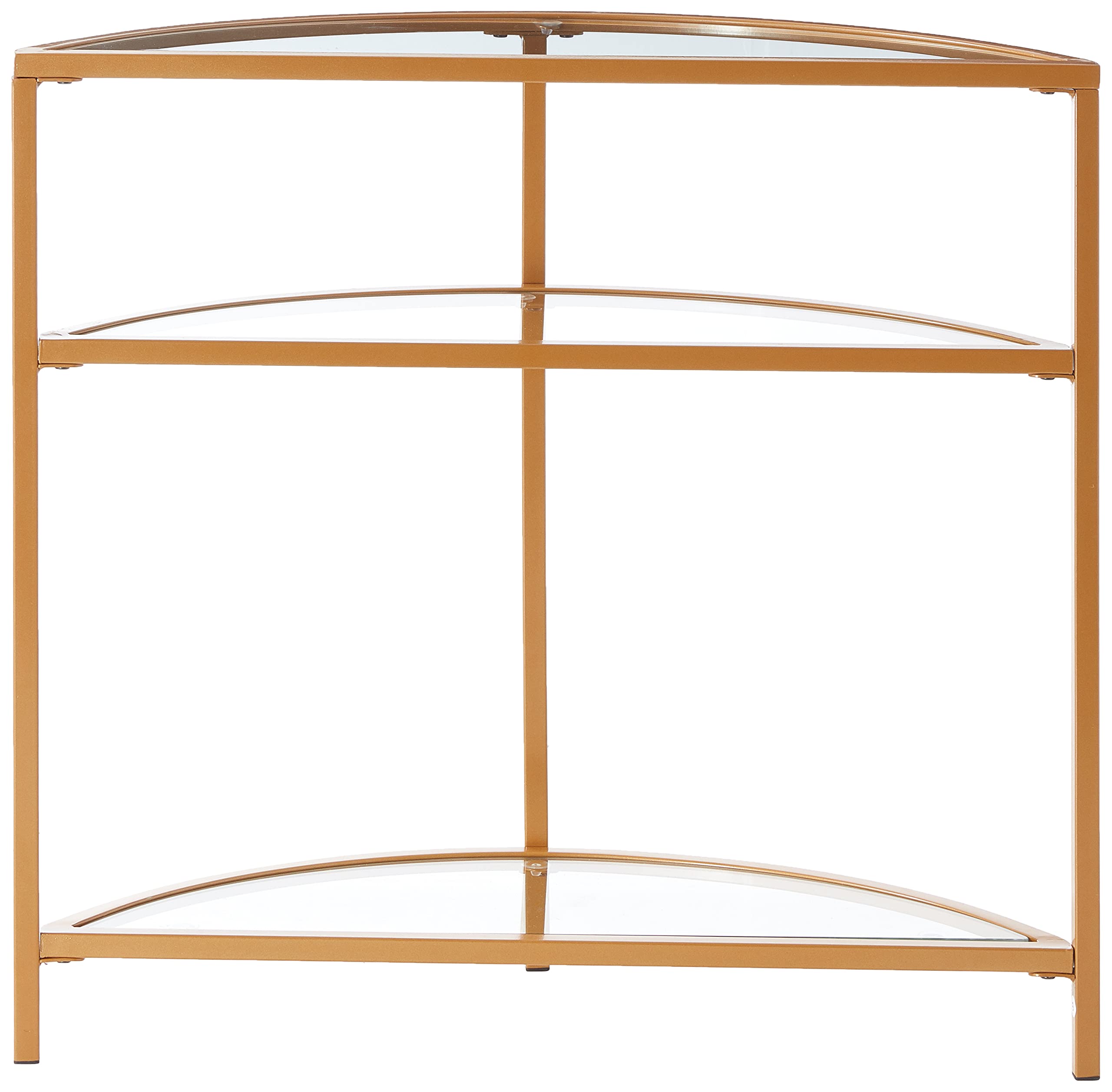 HomePop Home Decor | Kaufmann Collection Modern Glass Half Moon Accent Table | Accent Table for Display & Storage for Entry Way & Living Room (Gold)