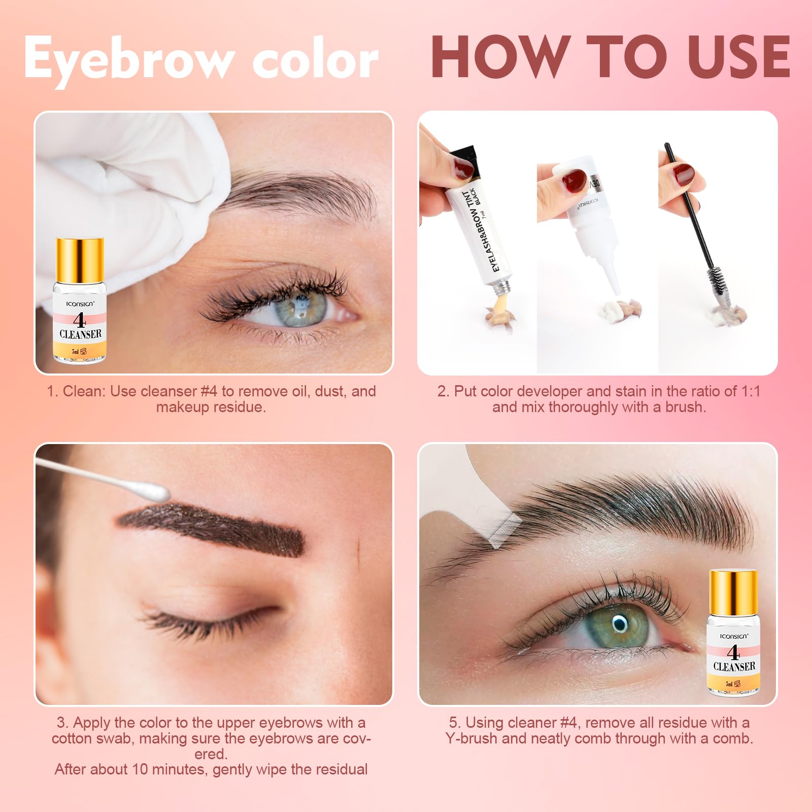4 in 1 lash and brow lift kit,Professional Eyelash Perm Kit and Black Eyelash & Eyebrow Set, Quick Lifting Perming & Voluminous Coloring with Complete Tools DIY Use at Home & Salon Supplies (Black)